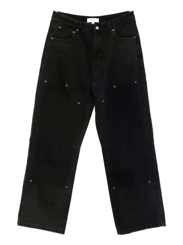 FOUND Rivet Embellished Wide-leg Jeans - Black