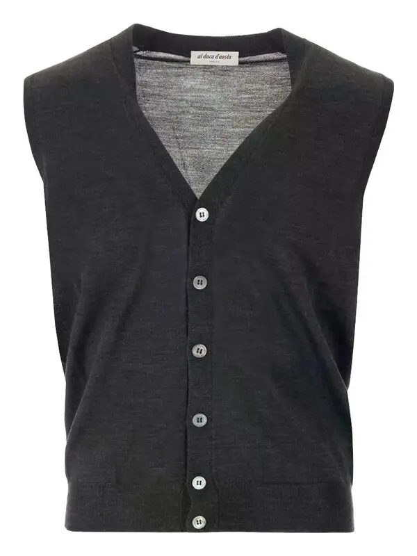 AL DUCA D’AOSTA 1902 V-neck Sleeveless Button-up Cardigan - Grey