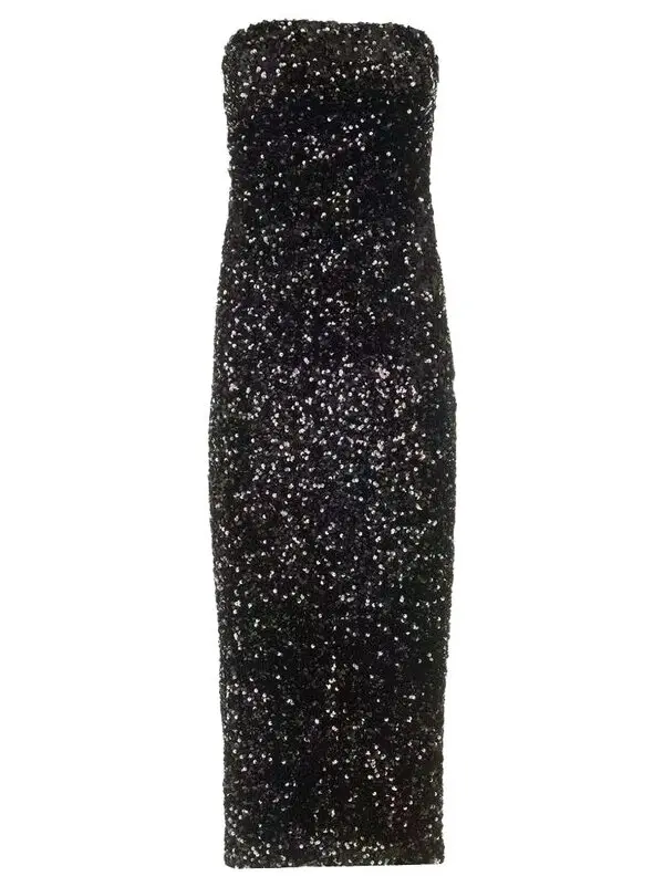 AL DUCA D’AOSTA 1902 Embellished Strapless Velvet Bustier Dress - Black