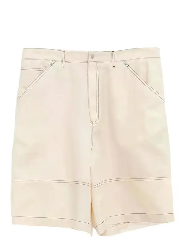 Moncler Gabardine Cargo Shorts With Contrast Stitching - Neutrals