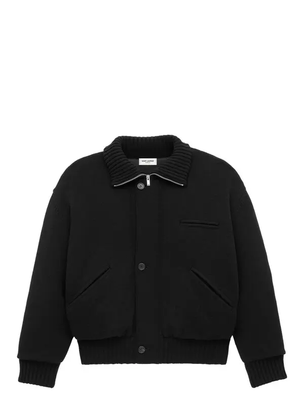 Saint Laurent Zipped Wool Cardigan Jacket - Black