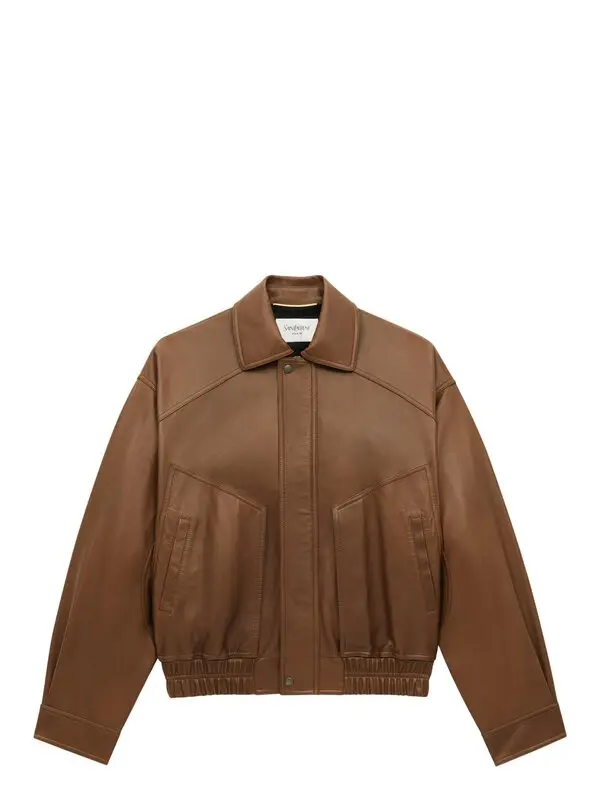 Saint Laurent Vintage Lambskin Bomber Jacket - Marron