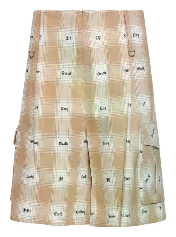 John Richmond Check Cargo Shorts - Neutrals