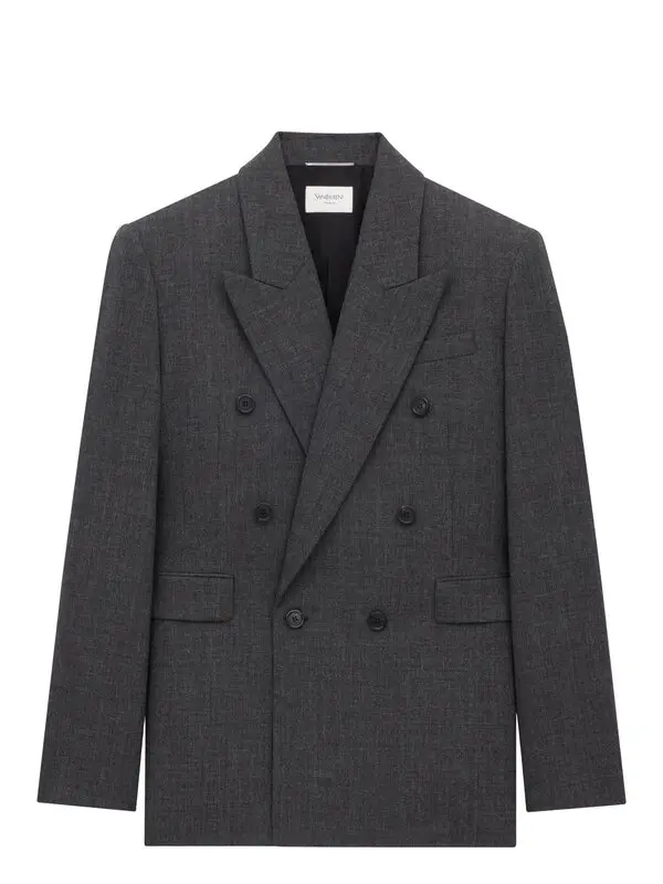 Saint Laurent Double-breasted Wool Jacket - Gris Chine