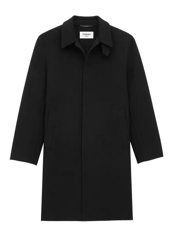 Saint Laurent Coat In Double-face Wool - Noir Profond