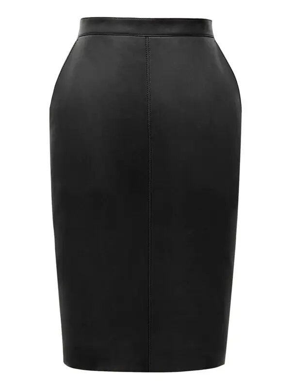 Saint Laurent Cassandre Pencil Skirt In Lambskin - Balck