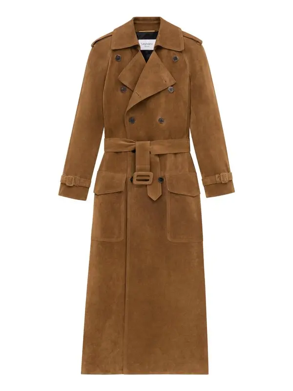 Saint Laurent Suede Trench Coat - Noix