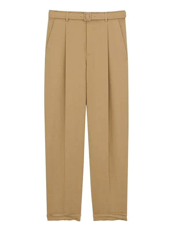 Saint Laurent Slim-fit Wool And Mohair Tailored Pants - Beige Fonce