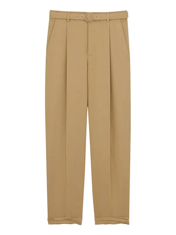 Saint Laurent Slim-fit Wool And Mohair Tailored Pants - Beige Fonce