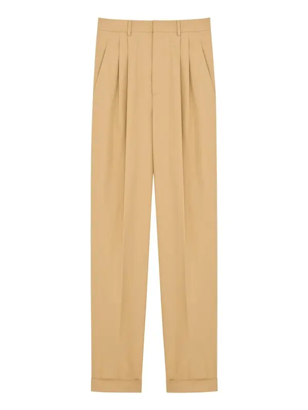 Saint Laurent Slim-fit Technical Cotton Pants - Beige