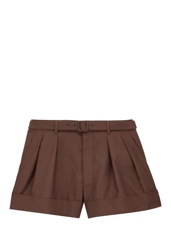 Saint Laurent Wool And Mohair Tailored Shorts - Chocolat