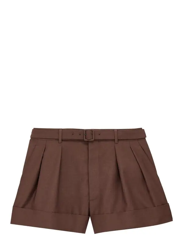 Saint Laurent Wool And Mohair Tailored Shorts - Chocolat