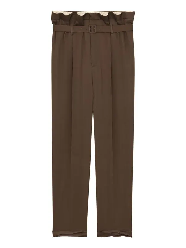 Saint Laurent Paperbag Waist Silk Pants - Chocolat