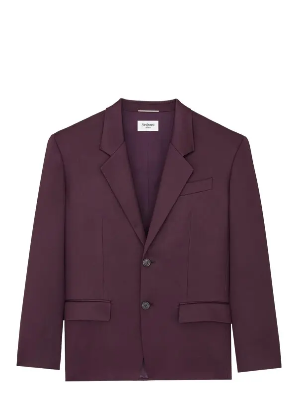 Saint Laurent Single-breasted Silk Satin Jacket - Prune