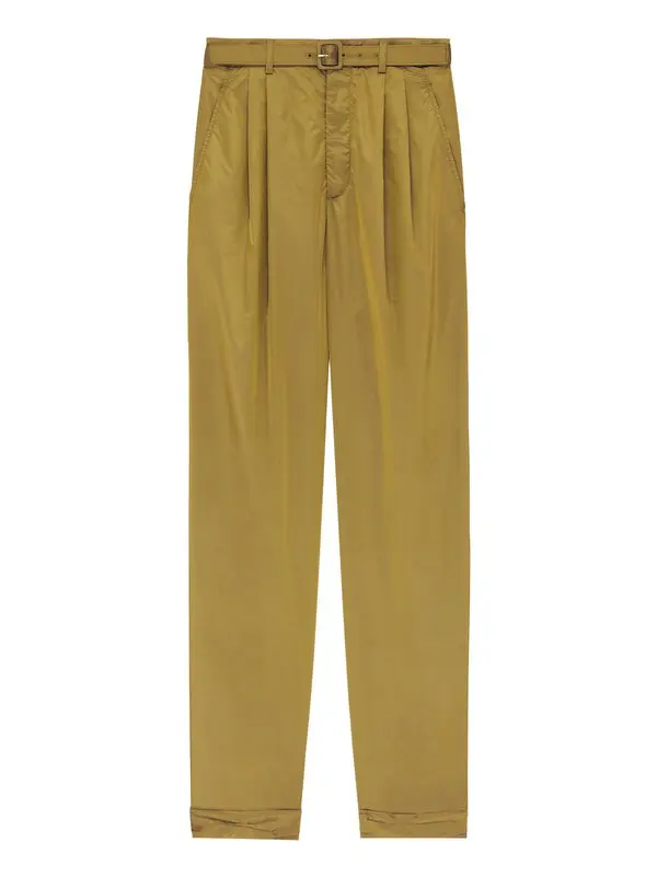 Saint Laurent Slim-fit Crinkled Nylon Pants - Kaki Mordore