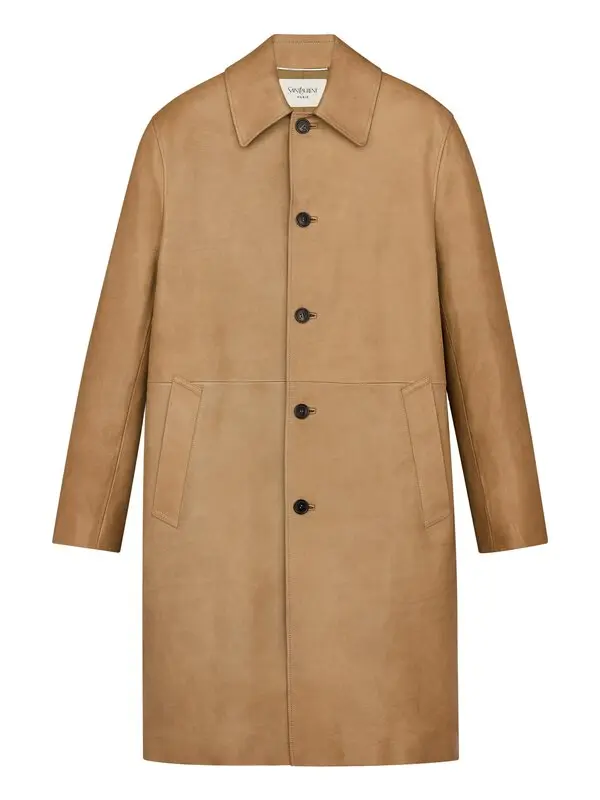Saint Laurent Bubbled Lambskin Coat - Beige Albatre