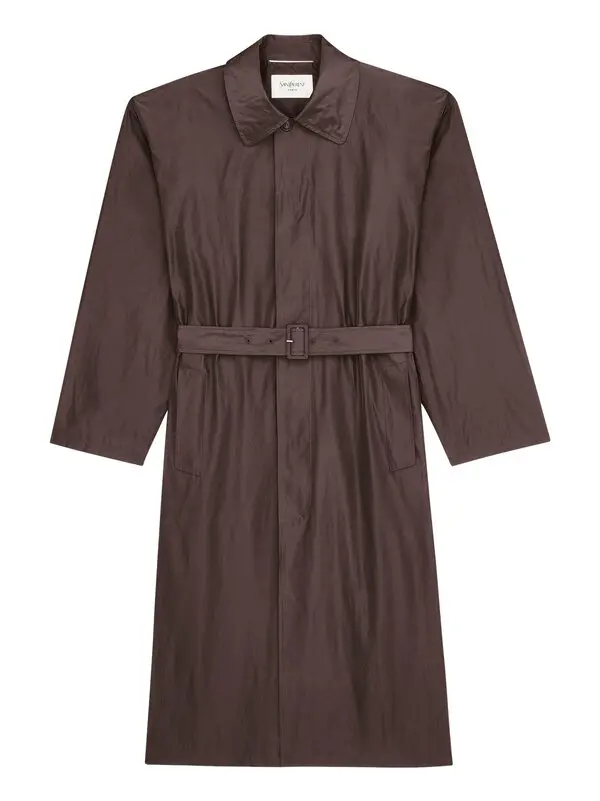 Saint Laurent Silk Trench Coat - Marron Fonce
