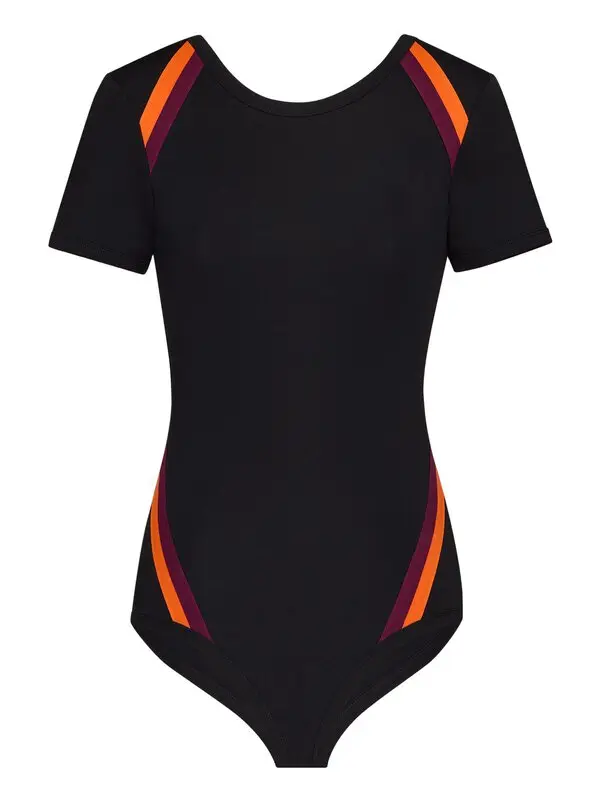 Saint Laurent Bodysuit In Knit - Black / Prune / Orange