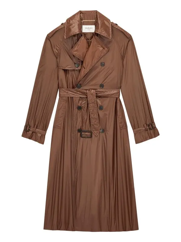 Saint Laurent Oversized Double-breasted Trench Coat - Cognac