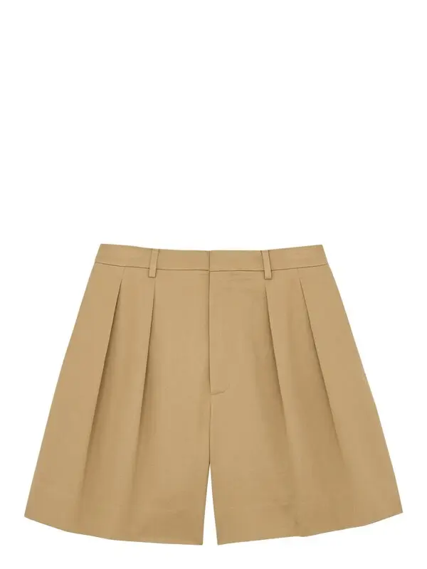 Saint Laurent Cotton Gabardine Tailored Bermuda Shorts - Camel