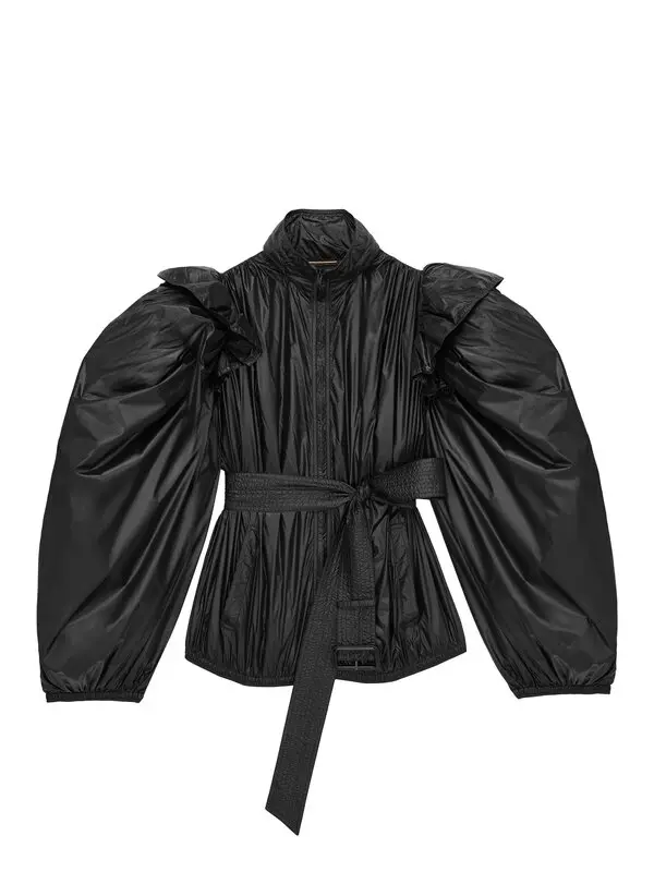 Saint Laurent Balloon-sleeve Windbreaker In Nylon - Noir