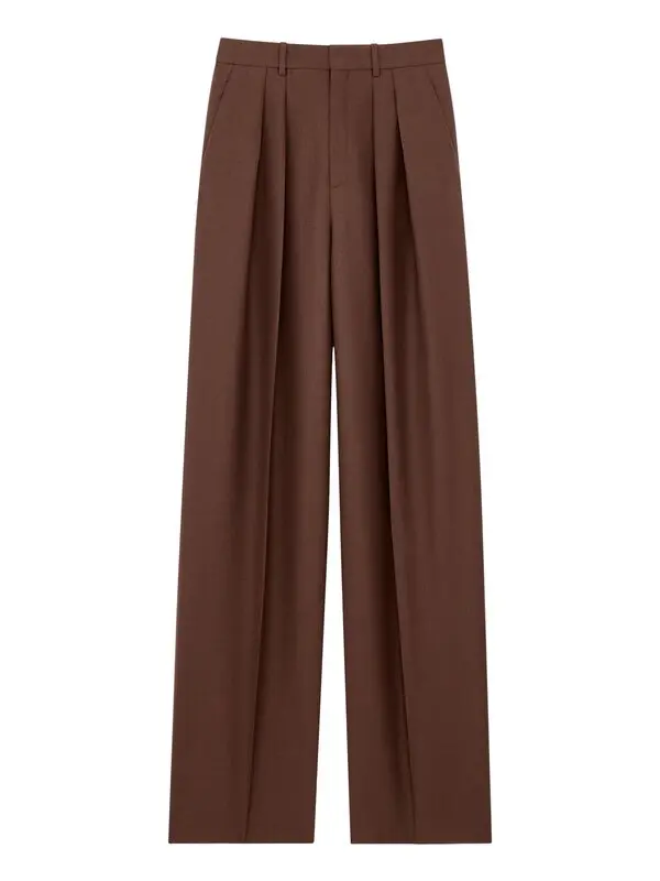 Saint Laurent Wide-leg Wool And Mohair Tailored Pants - Chocolat