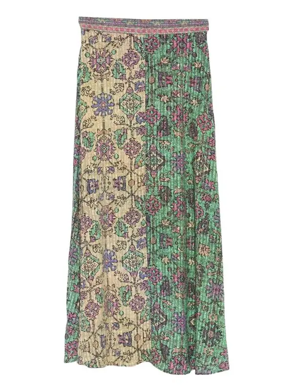 Ba&sh Geometric Print Pleated Midi Skirt - Neutrals