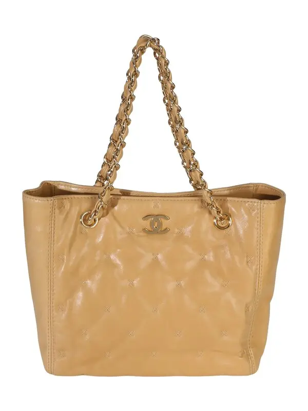 Chanel Quilted Lambskin Tote Bag - Beige