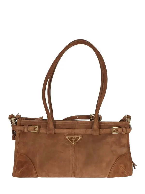 Prada Suede Shoulder Bag - Brown