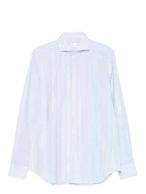 XACUS Vertical-stripe Spread-collar Shirt - Blue