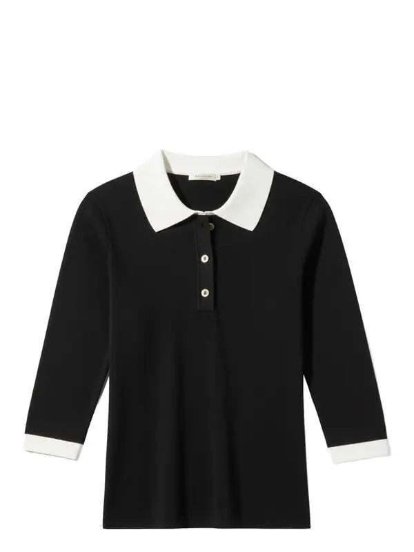 LUÚM Trieste Double Layered Knit Polo - Black