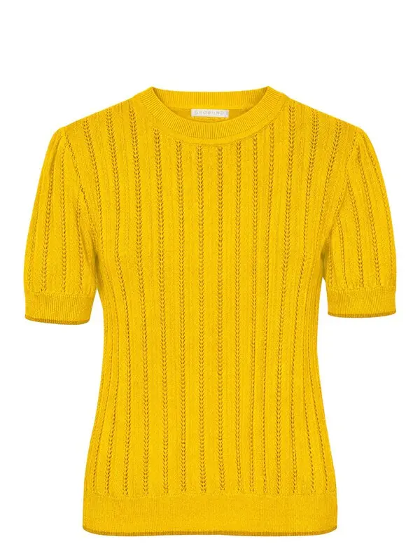 GROBUND Almine Knit Top With Contrast Trim - Yellow