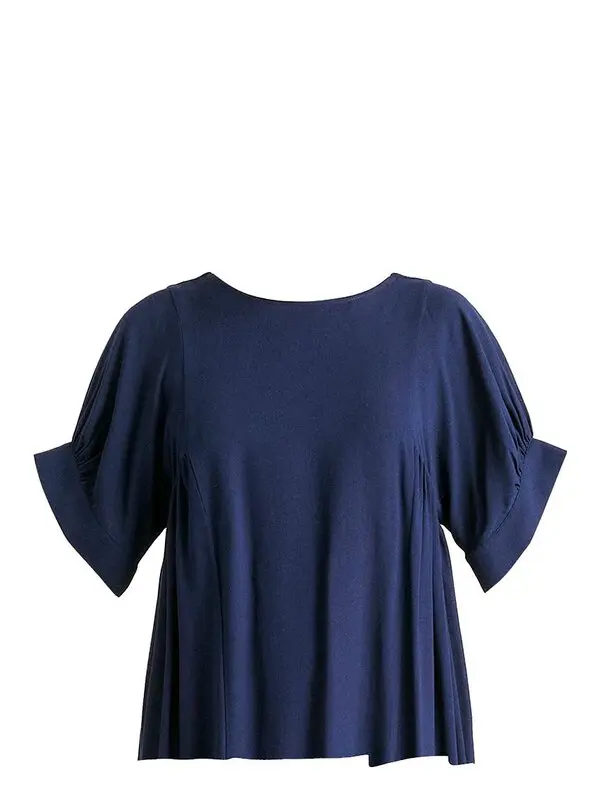 PAISIE Navy Viscose Top With Bow Detail - Blue
