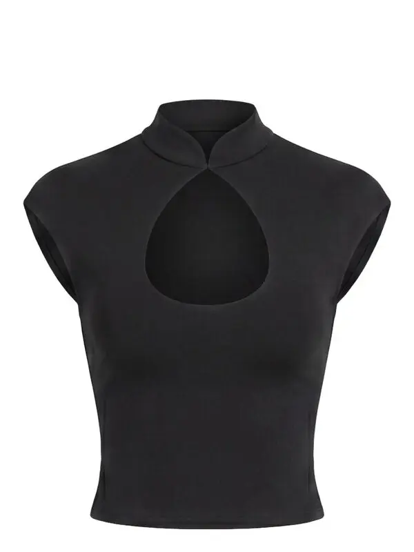 KHELA THE LABEL High Neck Cut-out Cropped Top - Black
