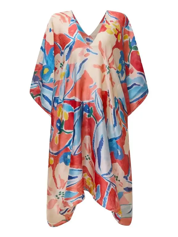 JAMES LAKELAND Abstract Floral V-neck Kaftan - Pink