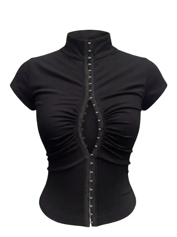 KHELA THE LABEL Short Sleeve Corset Top - Black