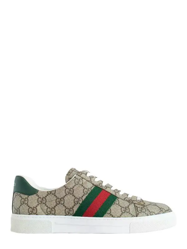 Gucci Ace Monogram Lace-up Sneakers - Neutrals