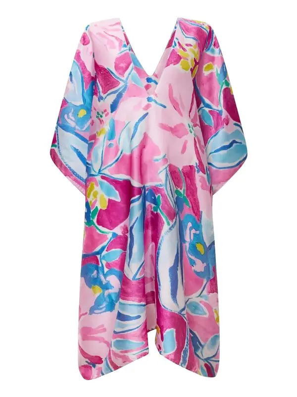JAMES LAKELAND Abstract Floral V-neck Kaftan - Pink