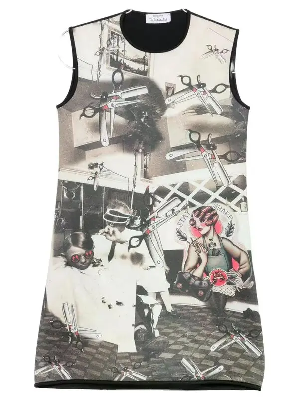 THE ARTISTYLIST Graphic Print A-line Mini Dress - Black
