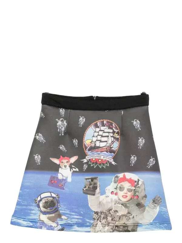 The Artistylist Graphic Print A-line Skirt - Black