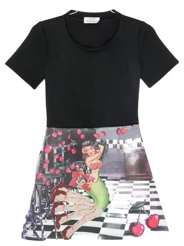 The Artistylist Graphic Print A-line Mini Dress - Black