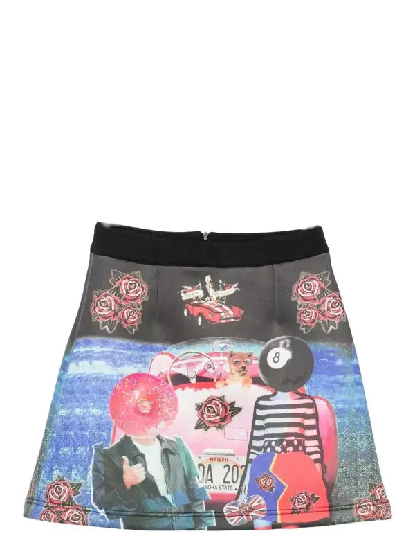 The Artistylist Graphic Print A-line Skirt - Black