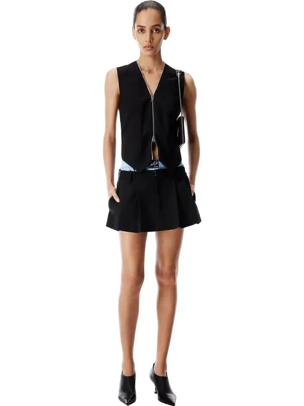 Alexander Wang Tropical Wool Skort - Black/oxford Blue