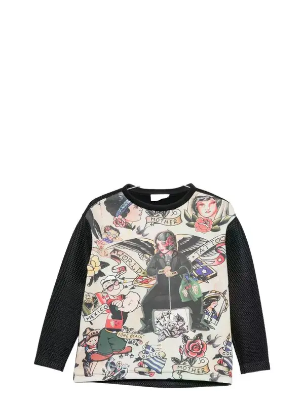 The Artistylist Tattoo Print Mesh-panelled Sweatshirt - Black