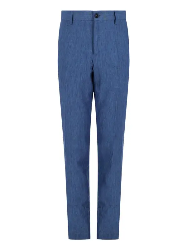120% Lino Tailored Linen Trousers - Blue