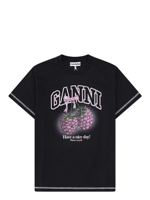 GANNI Graphic T-shirt - Black