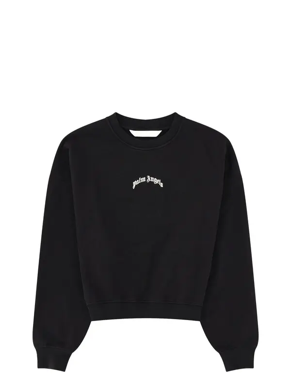 Palm Angels Cropped Logo Sweatshirt - Black