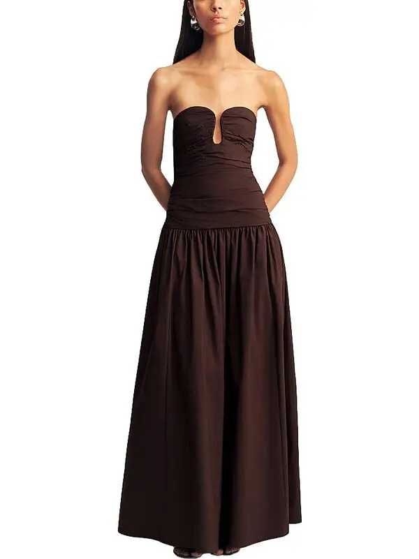 Shona Joy Campbell Pleated Drop Waist Maxi Dress - Ristretto