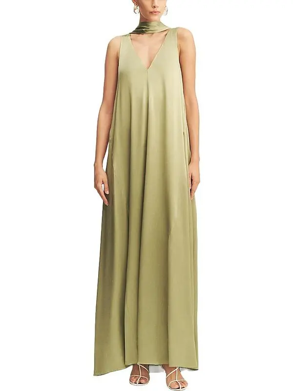 Shona Joy La Lune Scarf Paneled Maxi Dress - Fern
