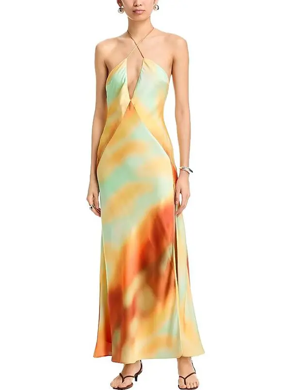 Bardot Lizbeth Halter Maxi Dress - Sunrise Abstract